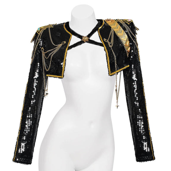 Rumi Golden Costume Kpop Demon Hunters Rumi Black Dance Halloween Outf ...