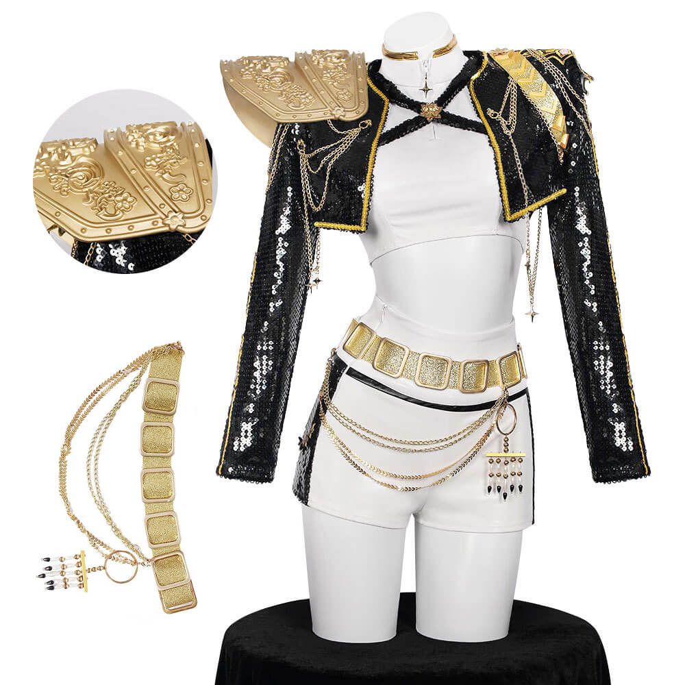 Rumi Golden Costume Kpop Demon Hunters Rumi Black Dance Halloween Outf ...