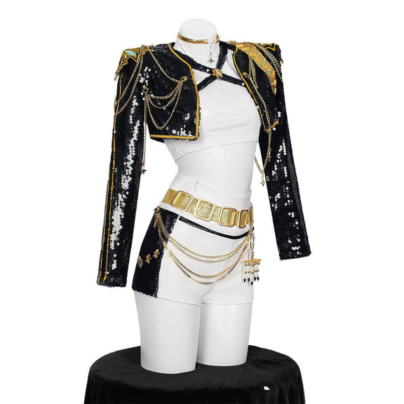 Rumi Golden Costume Kpop Demon Hunters Rumi Black Dance Halloween Outf ...